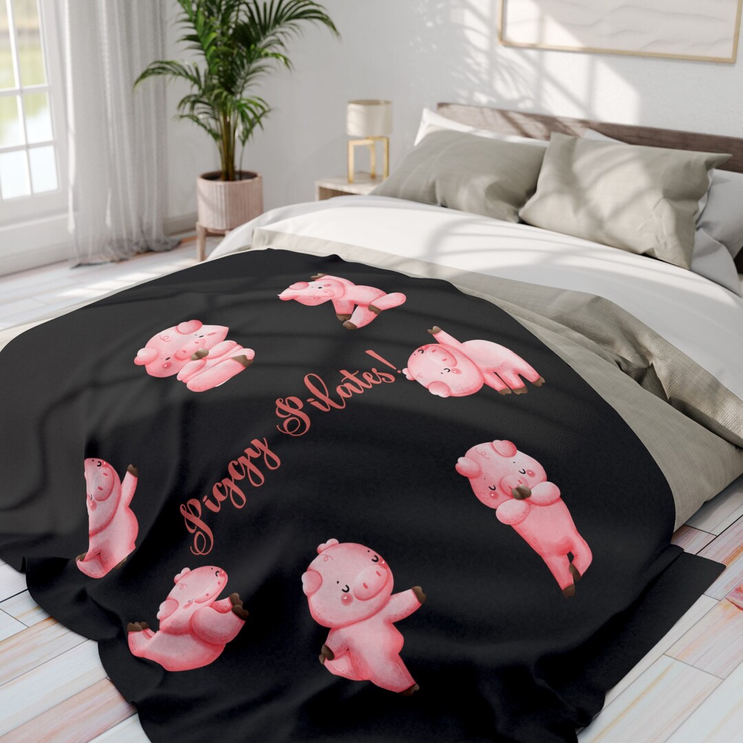 Arctic Fleece Blanket Piggy Pilates, Funny Pigs Yoga Poses Blanket ...