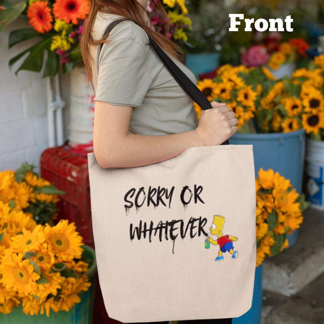 Tote Bag AOP Bart Simpson Sorry or Whatever Polyester Simpsons Tote Bag ...
