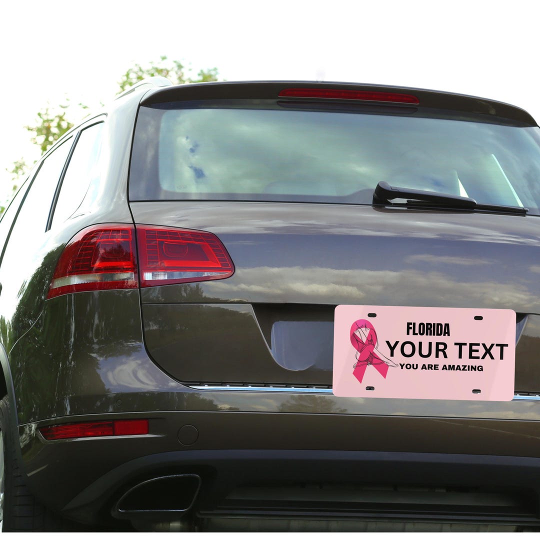 Personalized Pink Ribbon License Plate: Breast Cancer Awareness Car ...