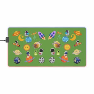 LED Galaxy Desk Mat: Planets & Astronauts Gaming Mouse Pad - Etsy Australia