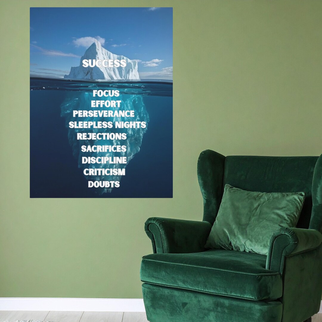 Iceberg Success Motivational Typography Canvas | Matte Stretched Wall ...