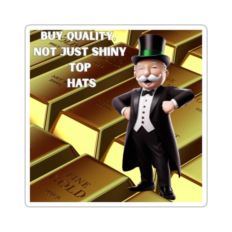 Monopoly Rich Man Character Kiss-cut Sticker | Gold Bars Background - Etsy