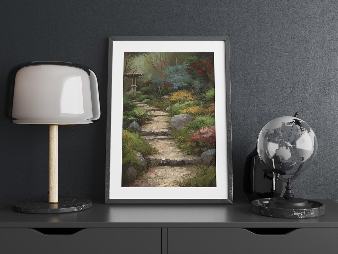 Twisty Garden Path Marker Oil Painting Digital Art Print - Etsy