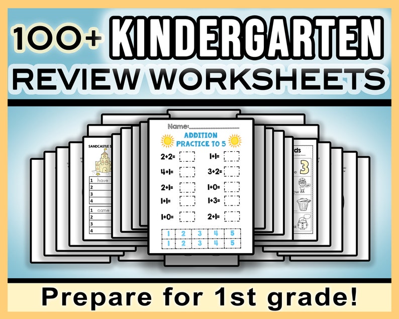 Kindergarten Worksheets Review Packet for Entering 1st Grade Reading ...
