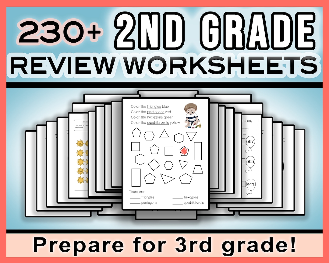 2nd Grade Worksheets Review Packet for Entering 3rd Grade Reading, Math ...