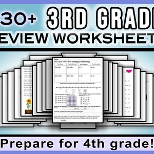 3rd Grade Worksheets Review Packet for Entering 4th Grade Reading, Math ...