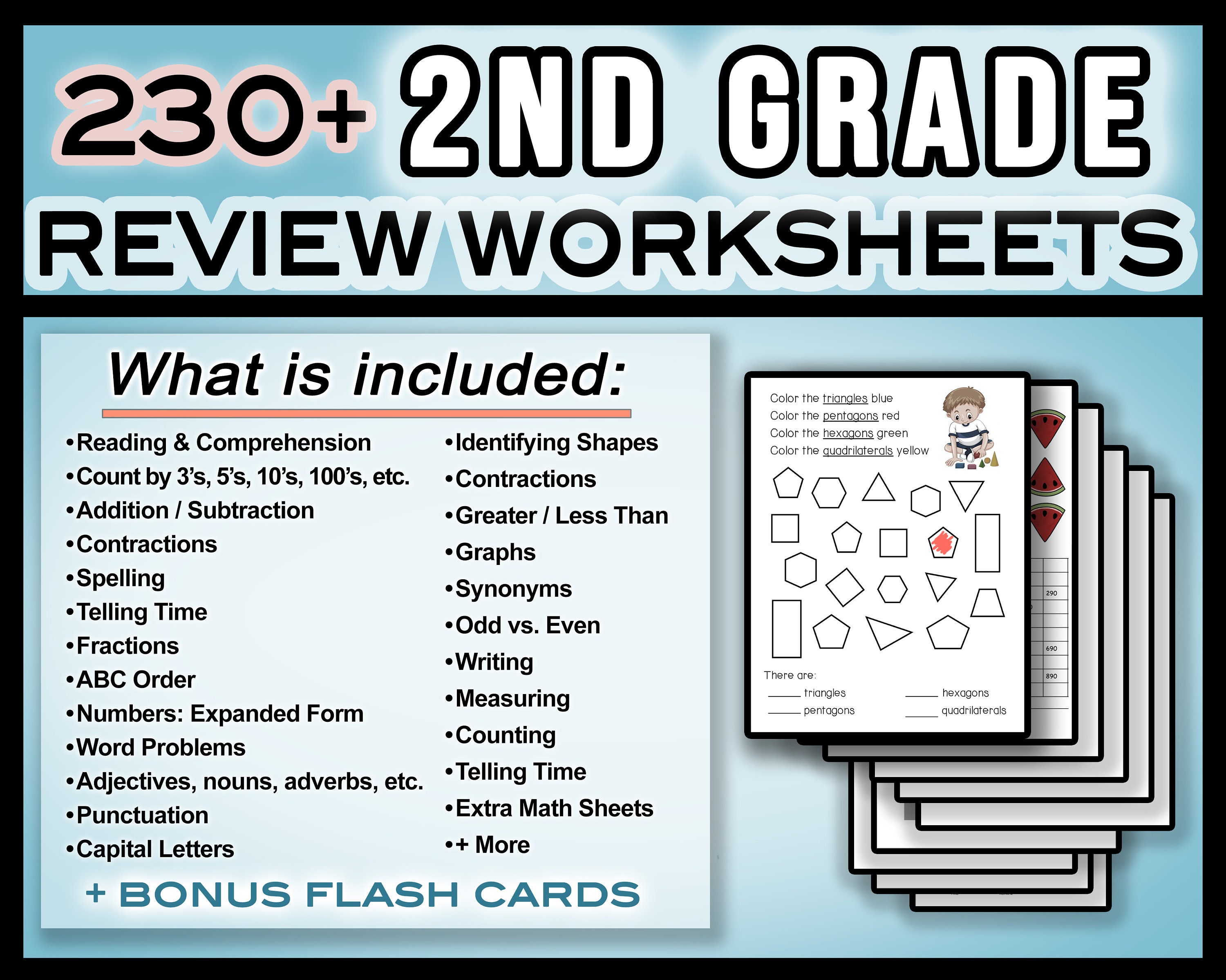 2nd Grade Worksheets Review Packet for Entering 3rd Grade • Reading ...