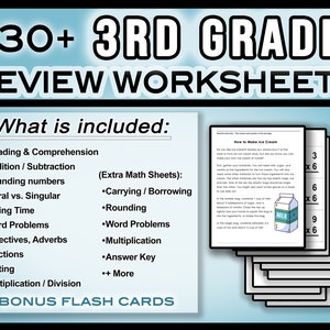 3rd Grade Worksheets Review Packet for Entering 4th Grade • Reading ...