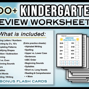 Kindergarten Worksheets Review Packet for Entering 1st Grade • Reading ...