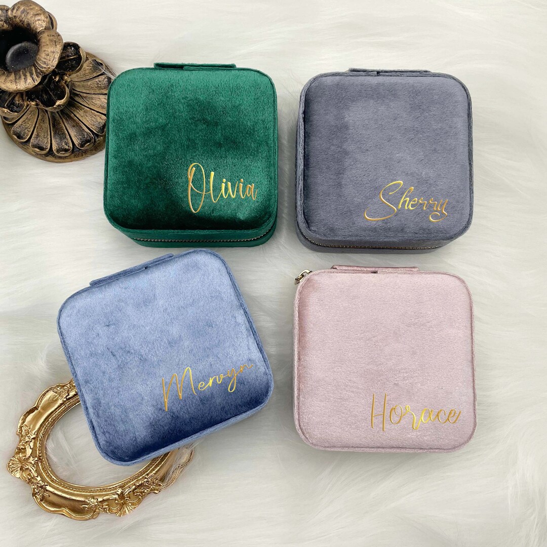 Custom Velvet Jewelry Box With Namepersonalized Travel - Etsy
