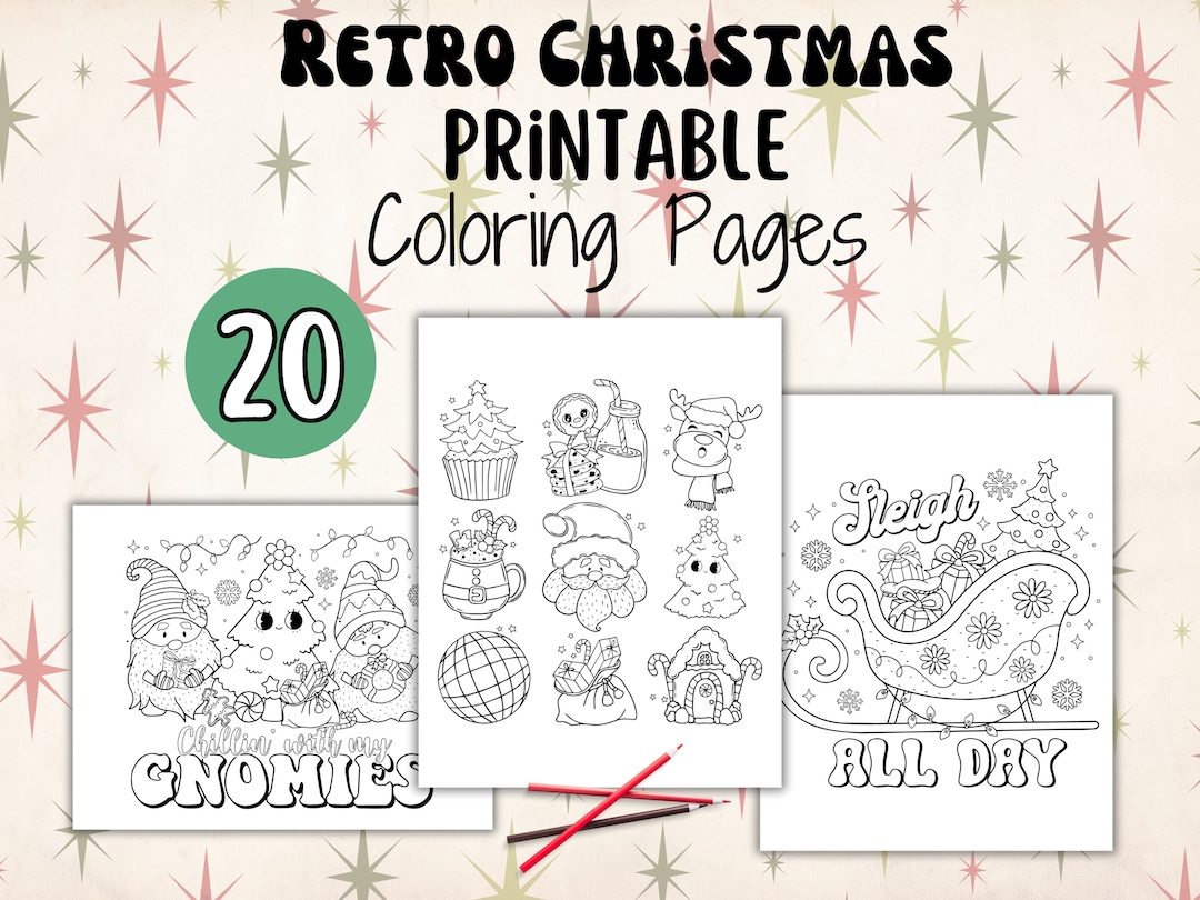 Retro Christmas Coloring Pages | 20 Printable Pages | Perfect for ...