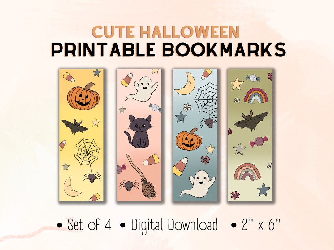 Cute Halloween Printable Bookmarks | Digital Download | Set of 4 ...
