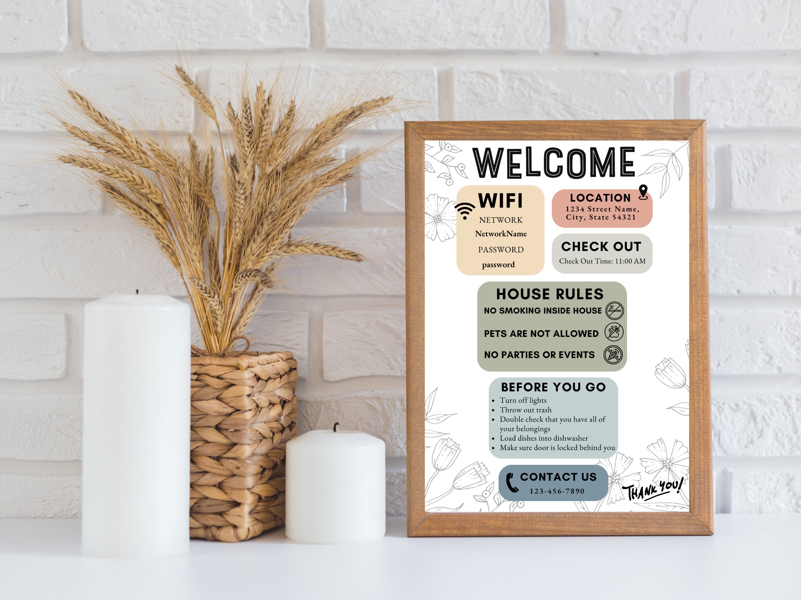 Editable Airbnb Welcome Sign, Printable Short Term Rental Sign, Canva ...
