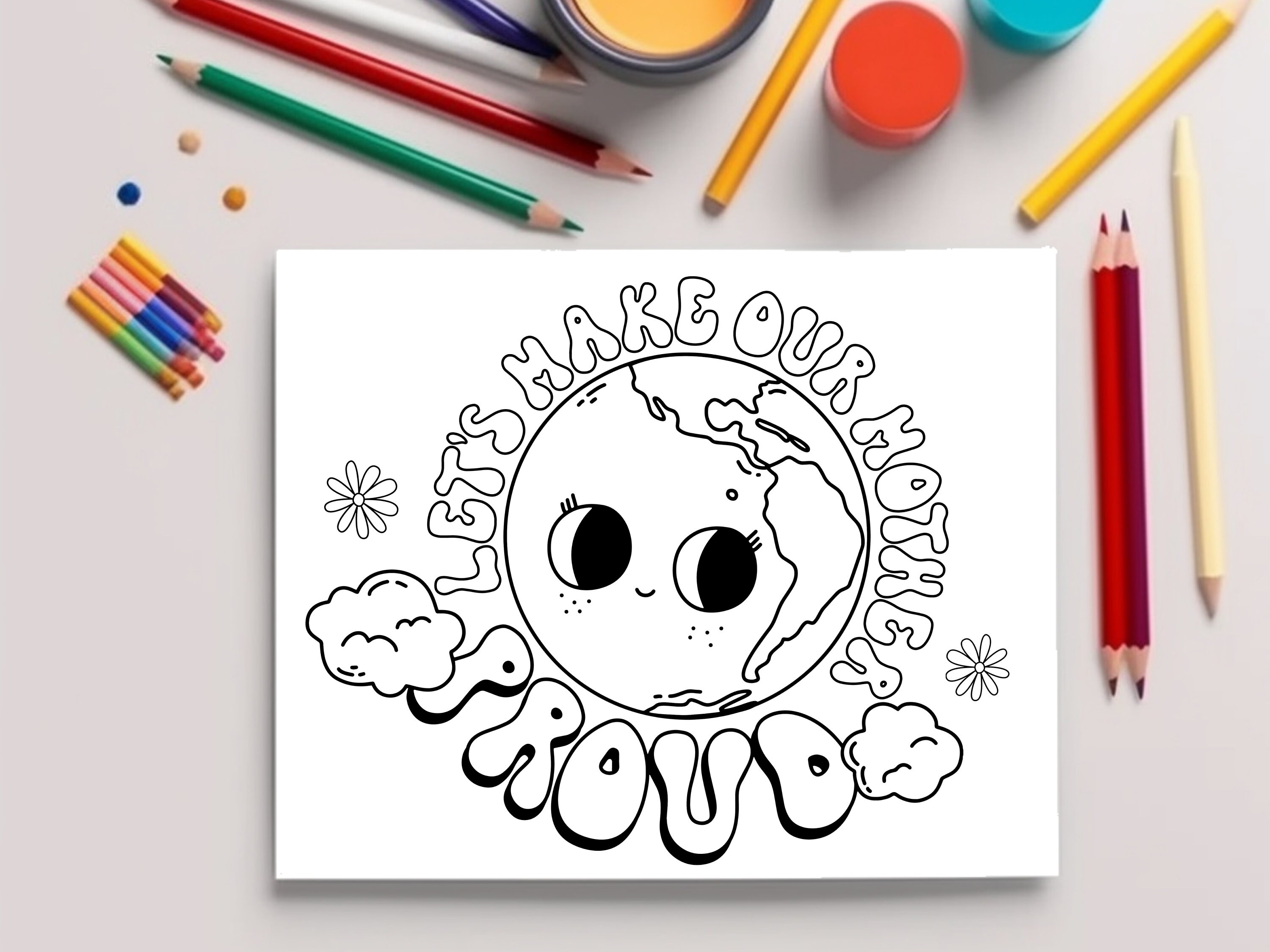 Retro Earth Day Coloring Pages | 11 Printable Pages | Perfect for ...