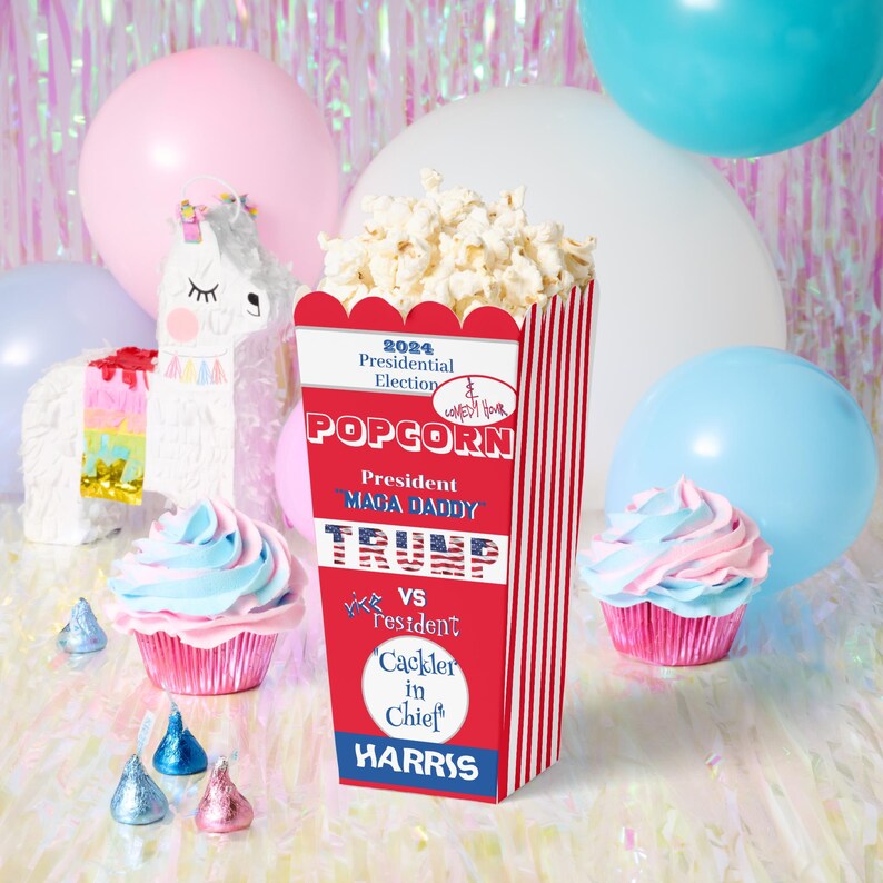 Funny Kamala Harris Vs Donald Trump, Presidential Election Popcorn Box ...