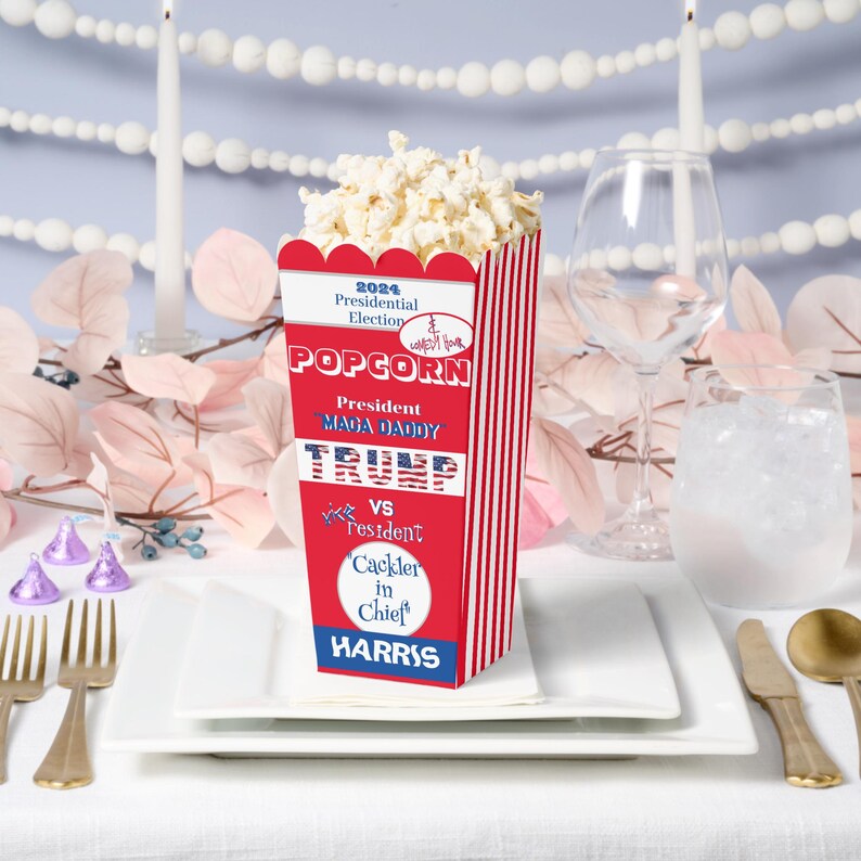 Funny Kamala Harris Vs Donald Trump, Presidential Election Popcorn Box ...