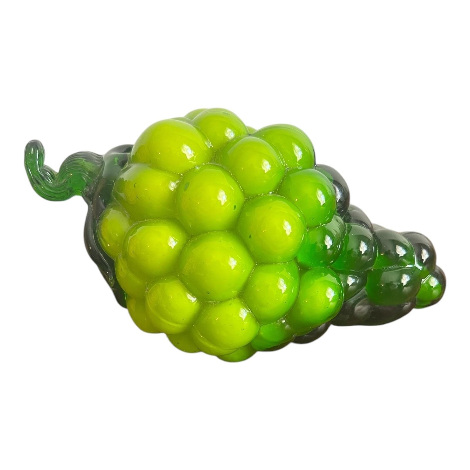 Vintage Murano Style Green Glass Grapes Decorative Figurine Molded Leaf ...