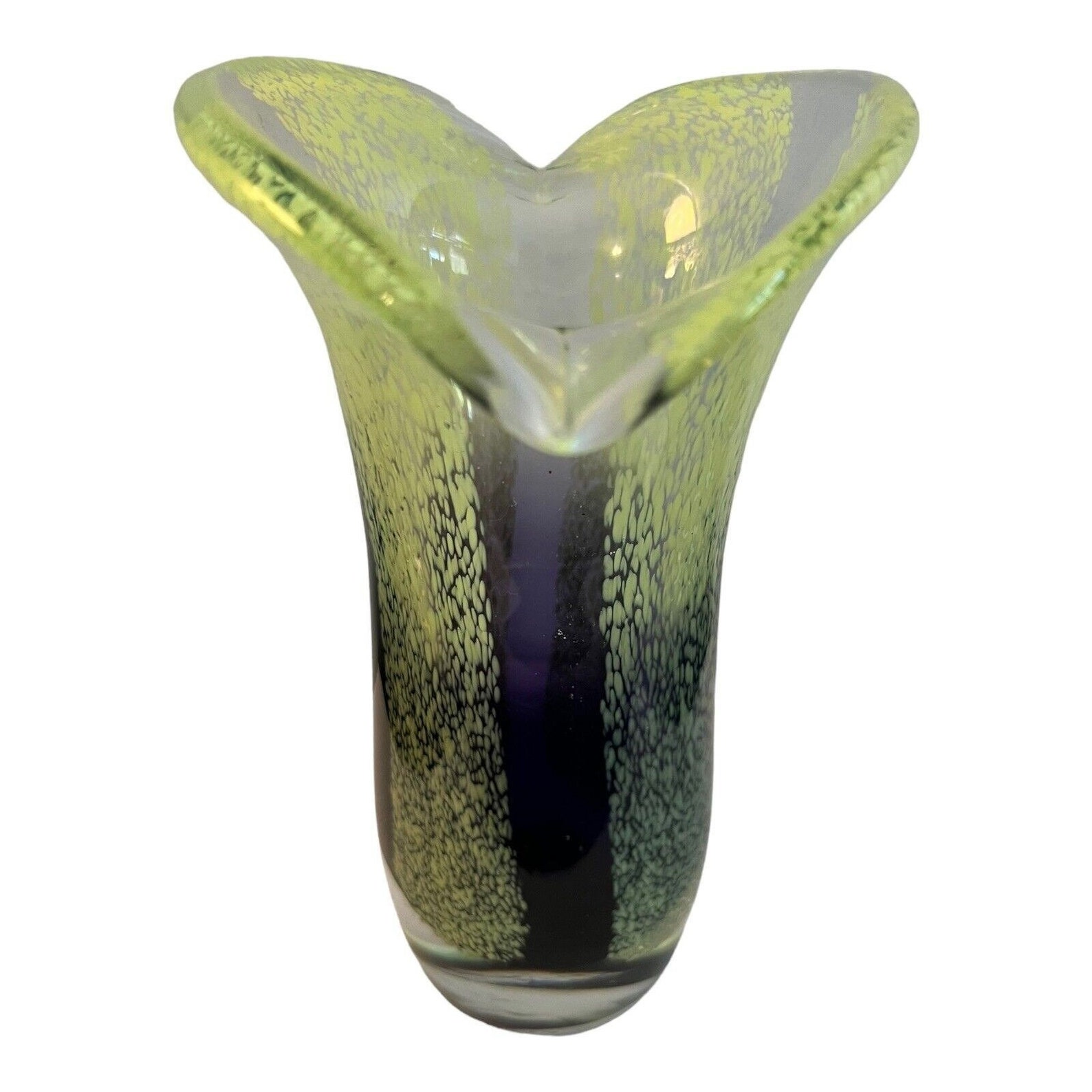 Vintage Teleflora Art Glass Waterfall Vase Lime Green and Purple ...