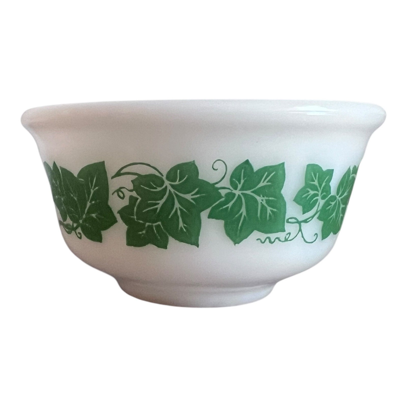 Vintage Hazel Atlas Ivy Green Leaf Mixing Serving Bowl Glass Kitchen 5 ...