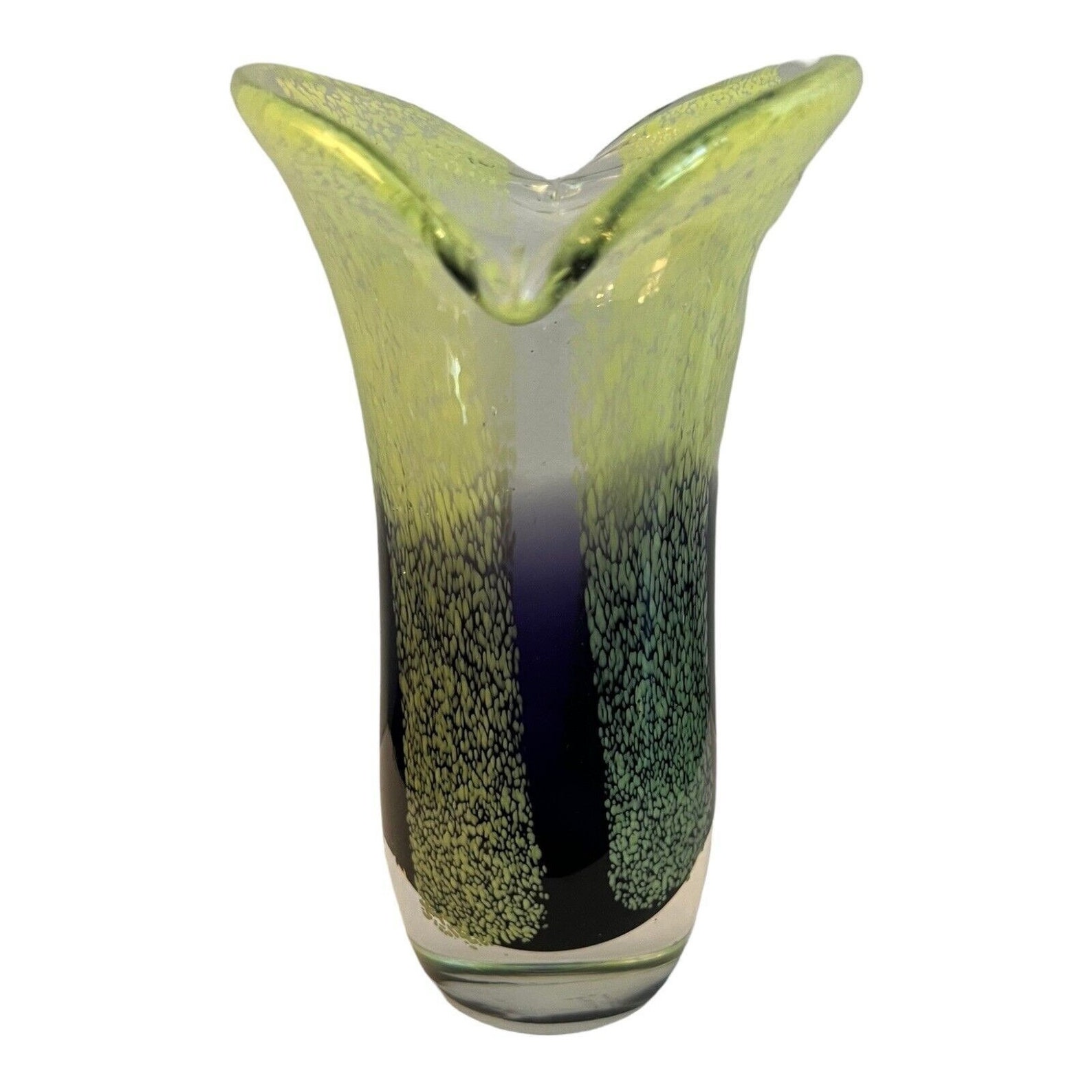 Vintage Teleflora Art Glass Waterfall Vase Lime Green and Purple ...