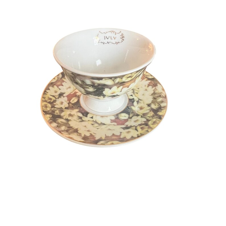 Victorian Trading Co July Teacup & Saucer Set Floral Design Bone China ...