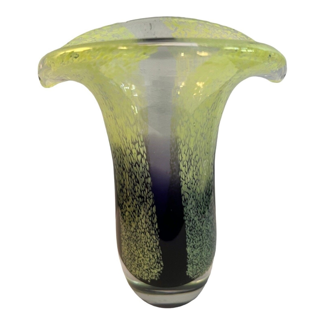 Vintage Teleflora Art Glass Waterfall Vase Lime Green and Purple ...
