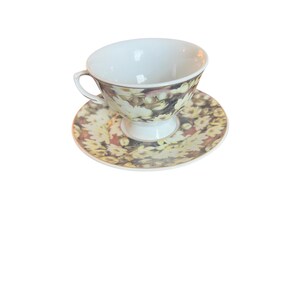 Victorian Trading Co July Teacup & Saucer Set Floral Design Bone China ...