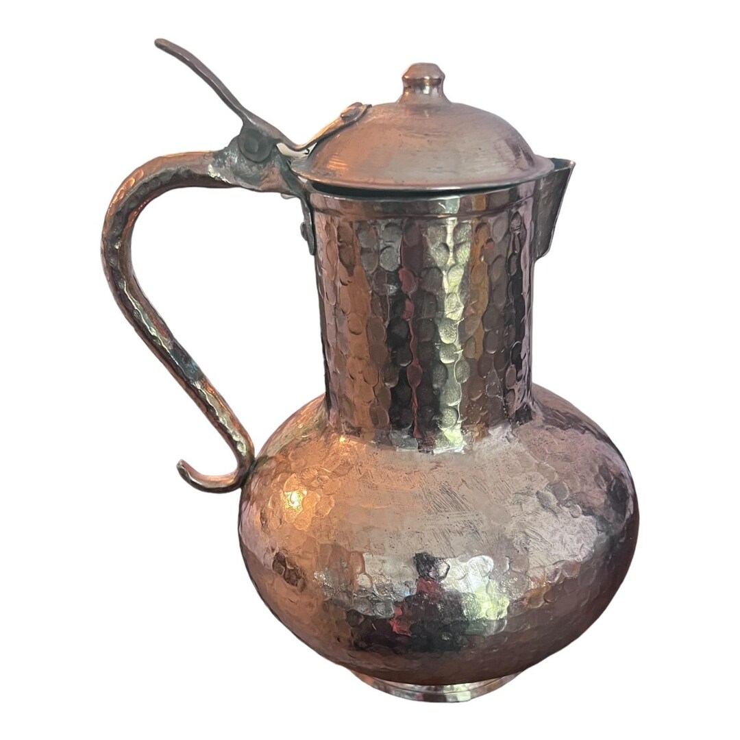 Vintage Hammered Copper Water Jug Pitcher 9" Albania No 252 Handmade ...