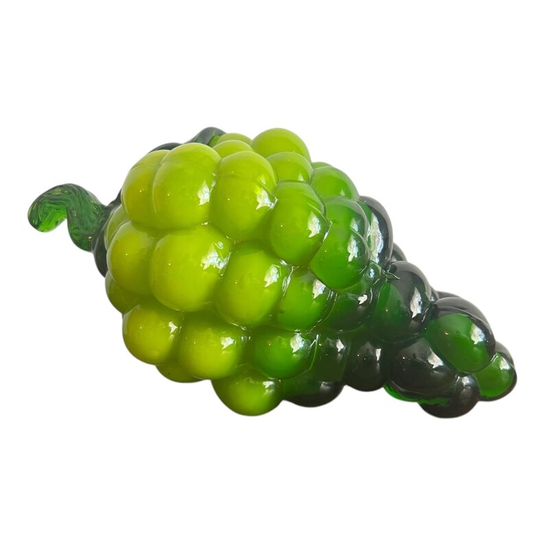 Vintage Murano Style Green Glass Grapes Decorative Figurine Molded Leaf ...