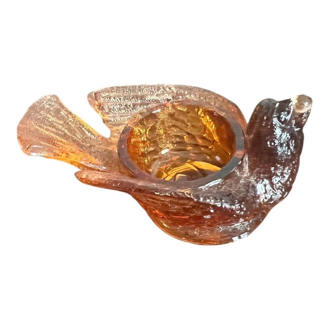 Vintage Amber Glass Bird Salt Cellar/candle Holder 1.5" X 3" - Etsy