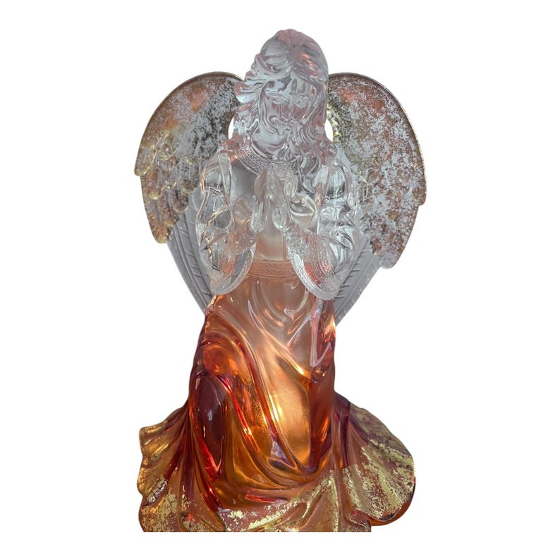 Vintage Lighted Christmas Angel Figure Sculpted Statue 12" X 8" Holiday ...