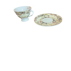 Victorian Trading Co July Teacup & Saucer Set Floral Design Bone China ...