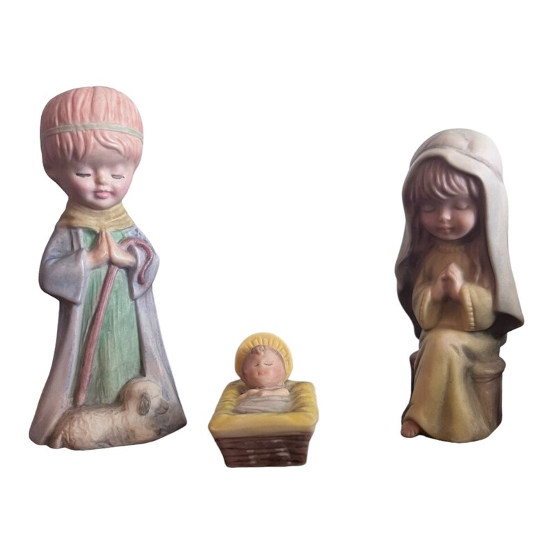 VTG DUNCAN 1980 11 Piece Porcelain Nativity Set Mary Joseph Baby Jesus ...