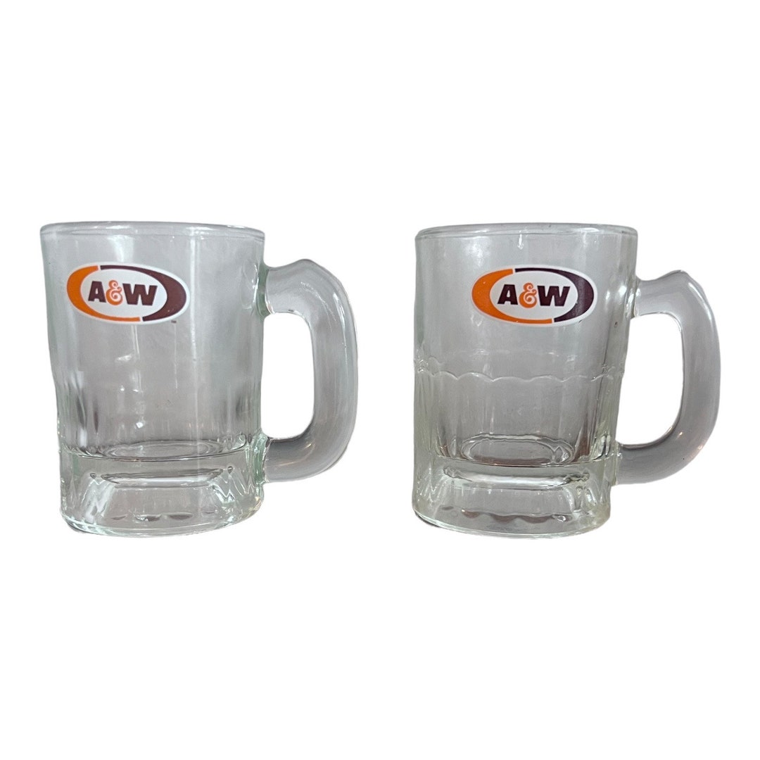 2 Vintage A&W Root Beer Mugs Clear Glass 3.25” Classic Oval Logo - Etsy