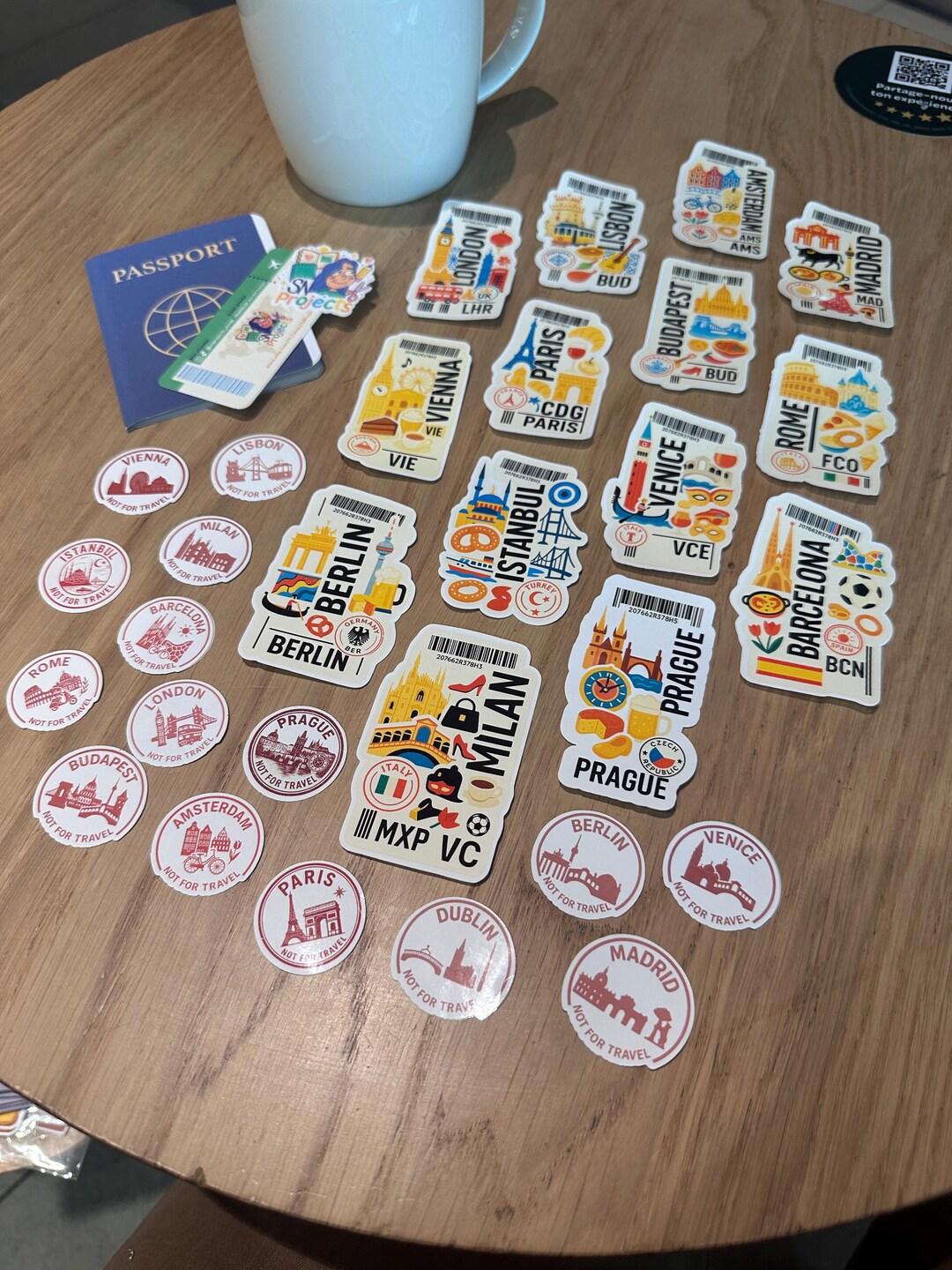 Europe Travel Stickers – Physical Sticker Pack With Plane Tickets and ...