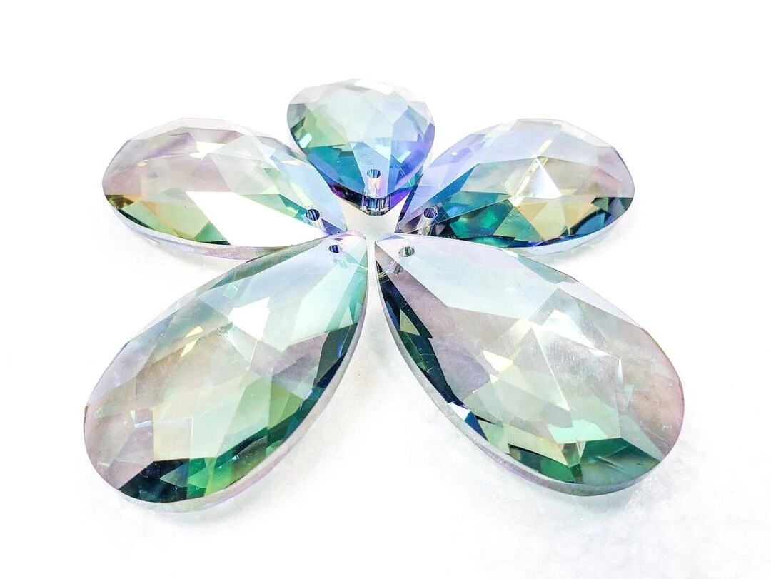 38mm Iridescent Grey AB Chandelier Crystal Teardrops Set of 5 - Etsy