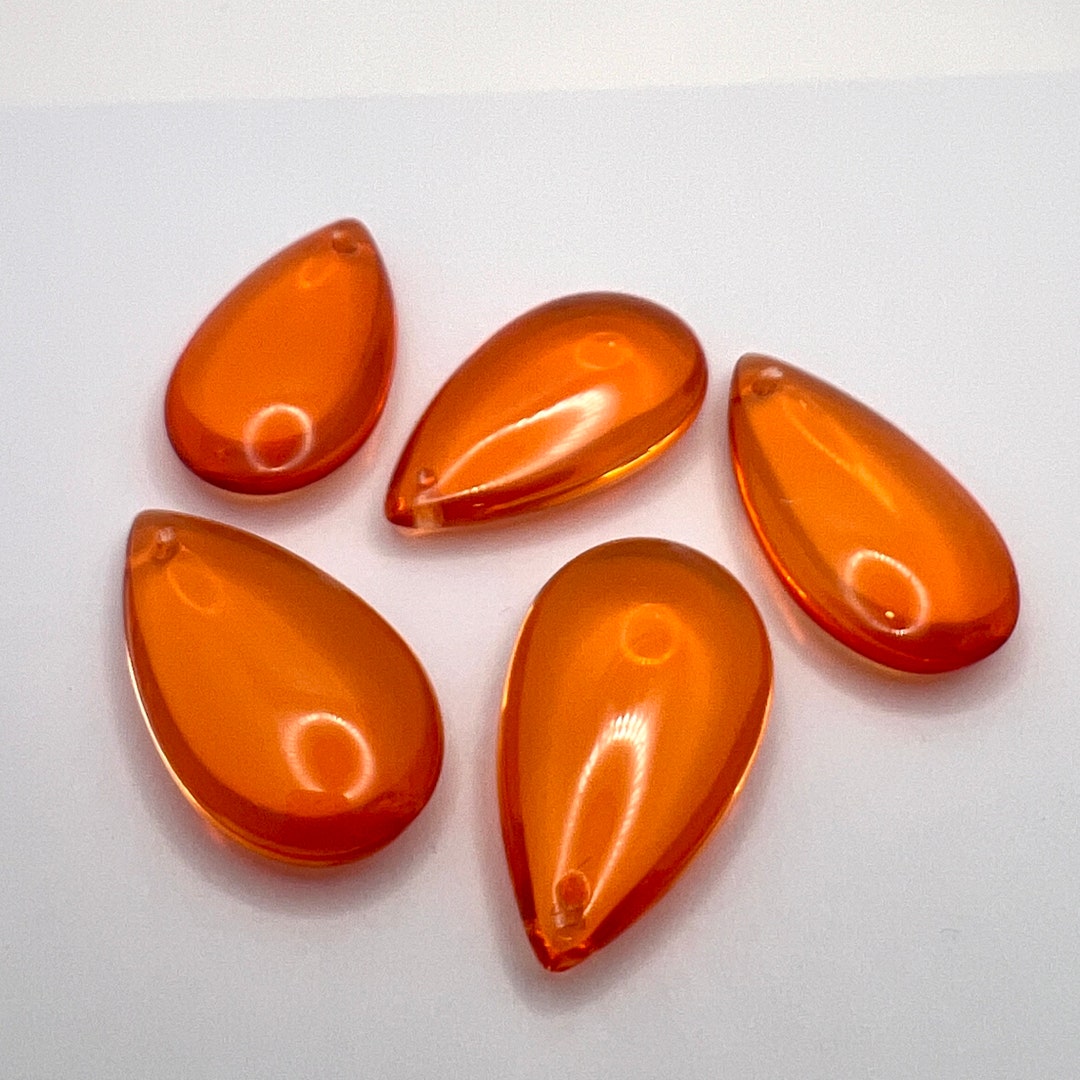 38mm Orange Smooth Teardrops - Set of 5 - Etsy