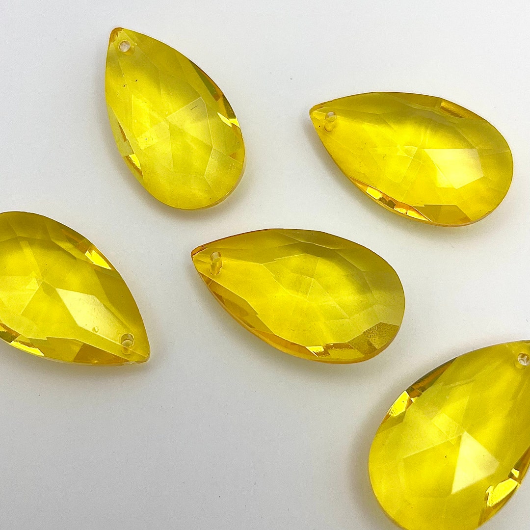 38mm Yellow Chandelier Crystal Teardrops - Set of 5 - Etsy