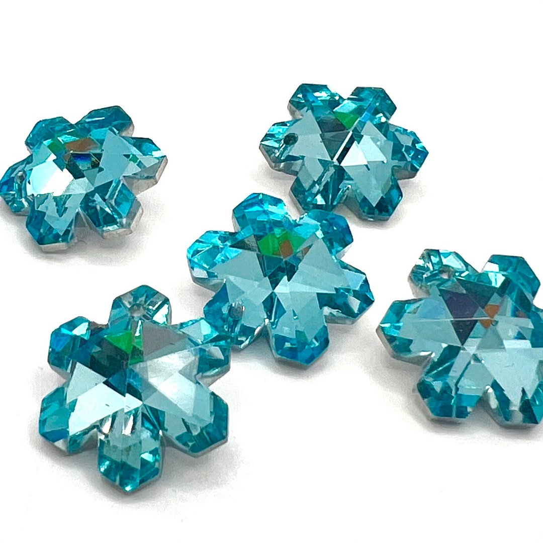 20mm Metallic Aqua Snowflakes - Set of 5 - Etsy
