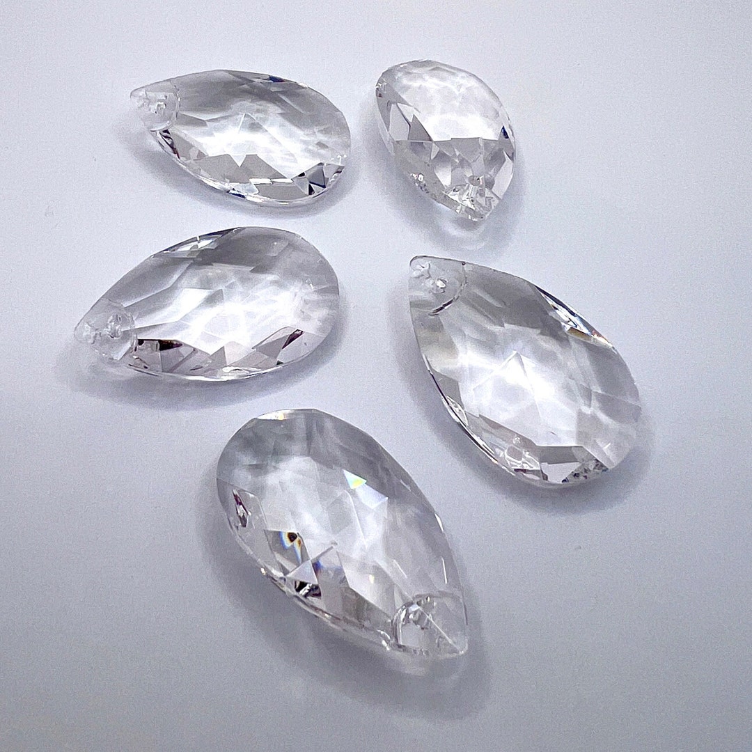 76mm Clear Teardrop Chandelier Crystals, Asfour Lead Crystal - Set of 5 ...