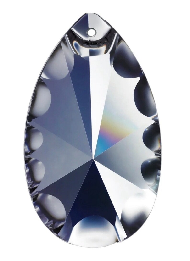 Set of 5 Ornaments- 50mm Clear Fluted Teardrop Chandelier Crystals ...