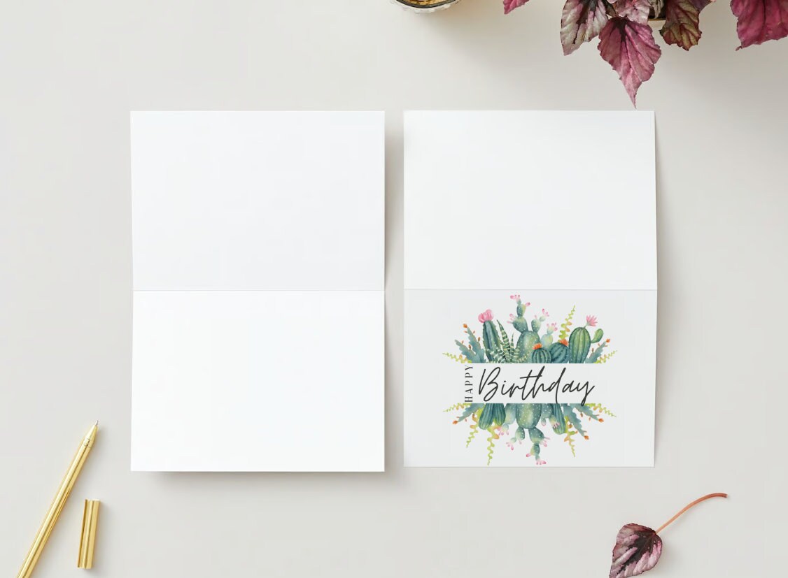 Cactus Birthday Card - Watercolor Cactus - Cactus Greeting Card ...