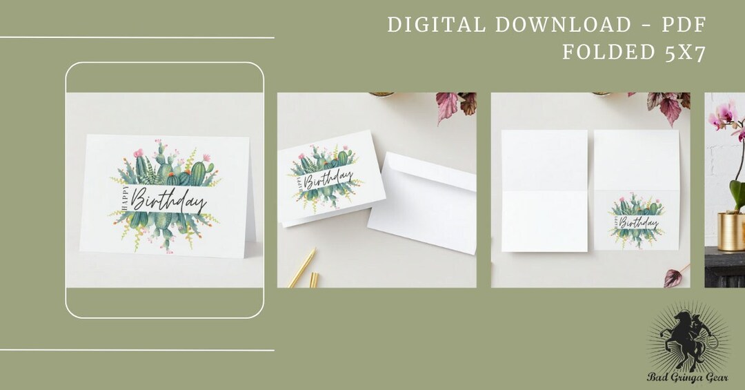 Cactus Birthday Card - Watercolor Cactus - Cactus Greeting Card ...