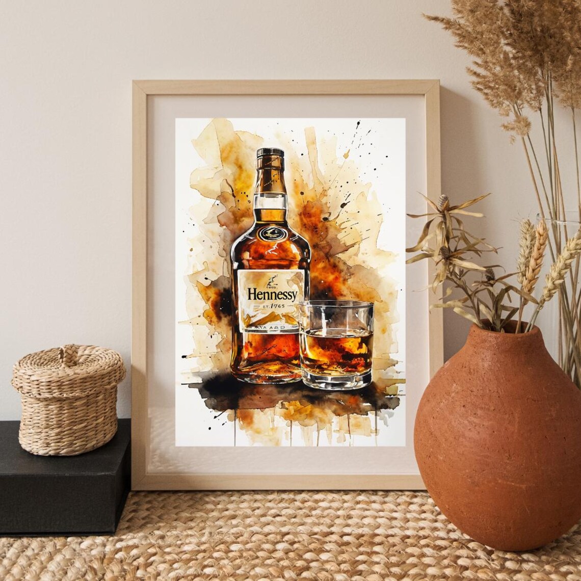 Hennessy Watercolor Wall Art Printable Poster | High-resolution Digital ...