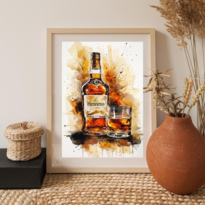 Hennessy Watercolor Wall Art Printable Poster | High-resolution Digital ...