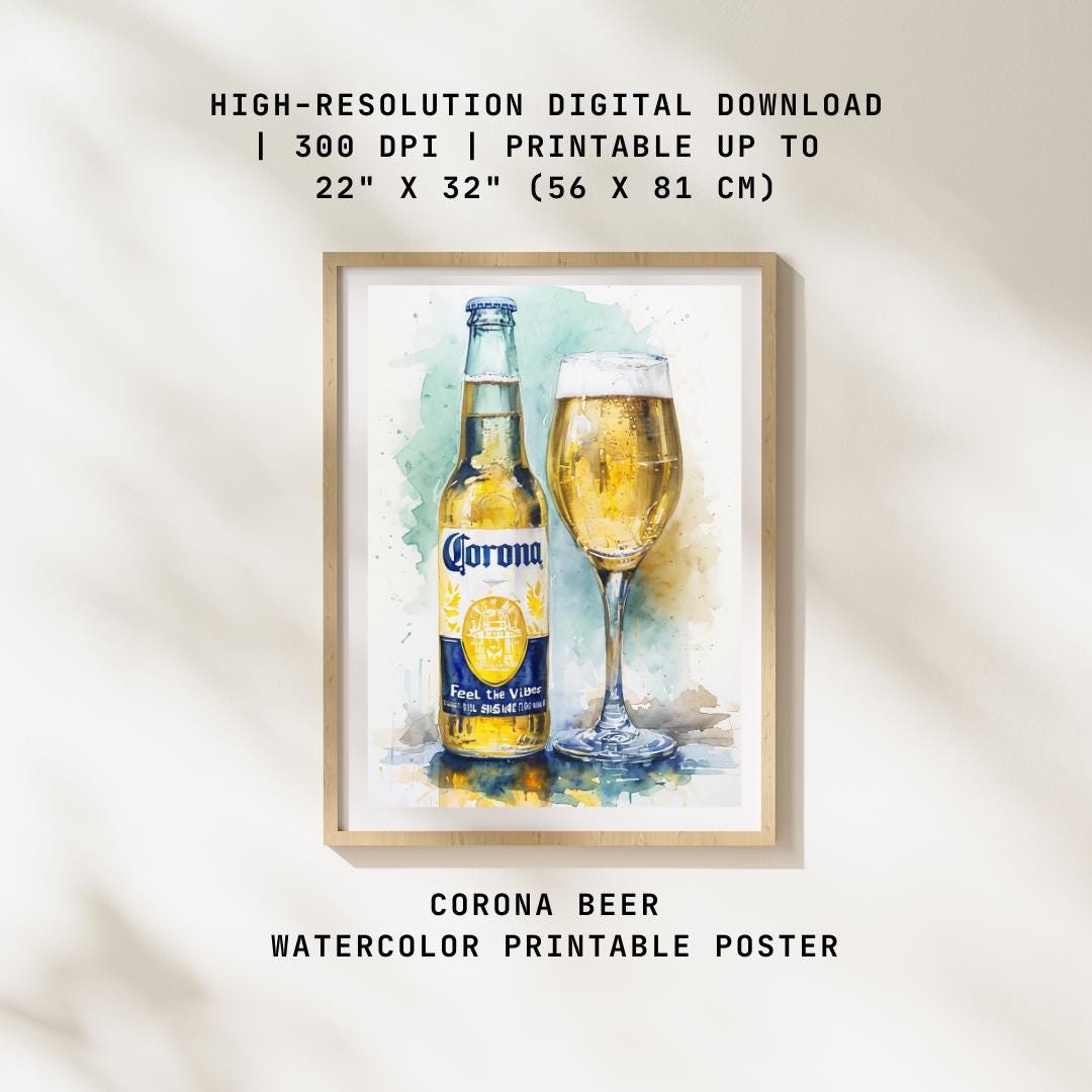 Corona Beer Watercolor Printable Poster | Digital Wall Art Download ...