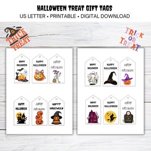 Set of 12 Printable Halloween Treat Gift Tags/ Halloween Treat Tags ...