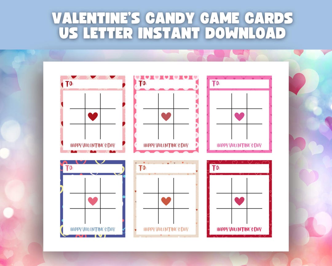 Valentine's Tic -tac -toe Game Treat Cards for Kids/valentine's Party ...