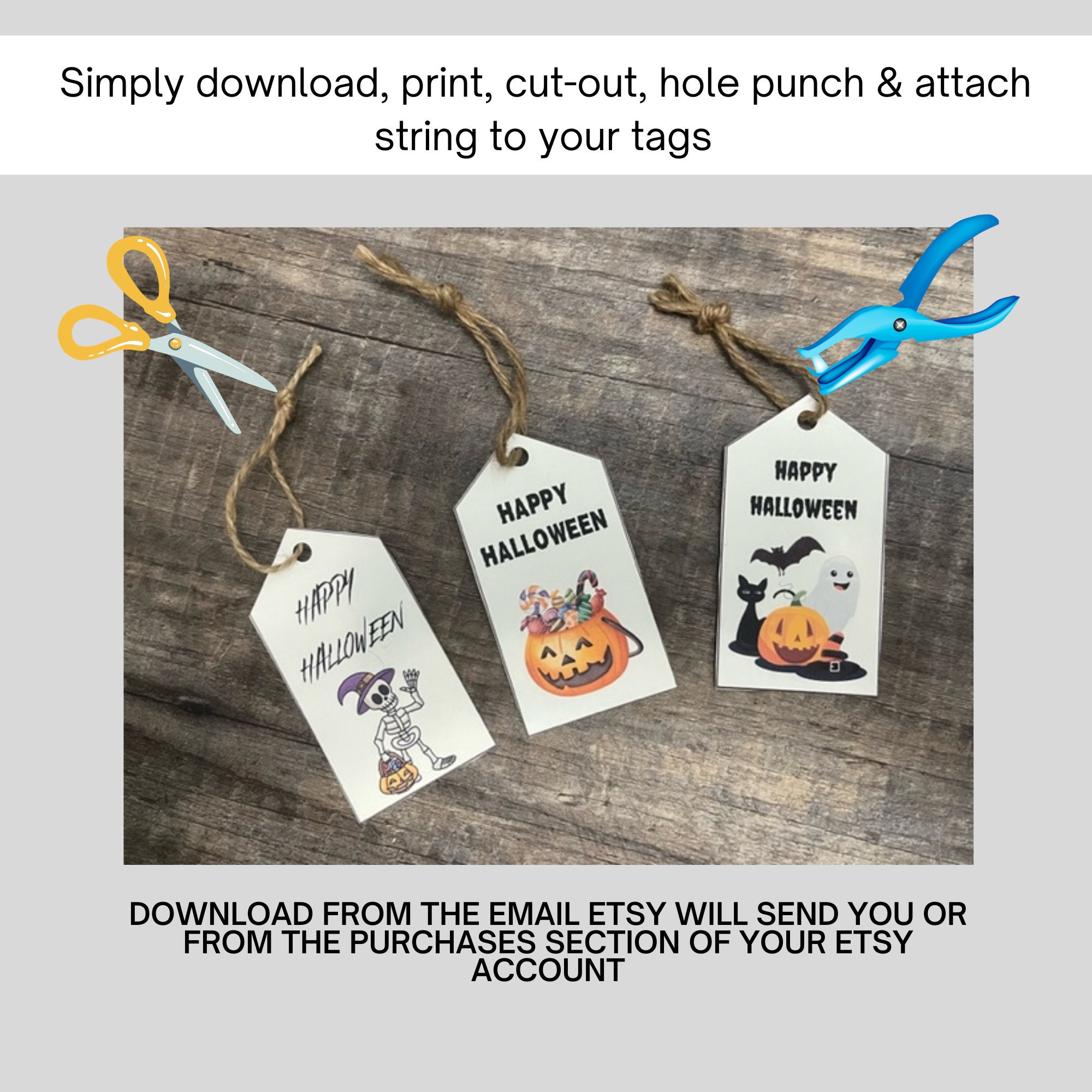 Set of 12 Printable Halloween Treat Gift Tags/ Halloween Treat Tags ...