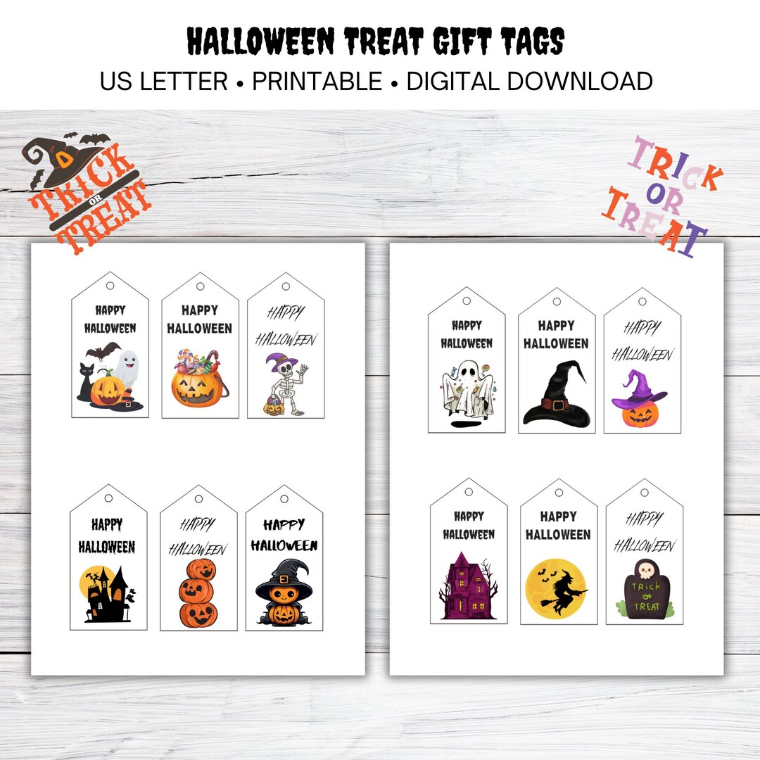 Set of 12 Printable Halloween Treat Gift Tags/ Halloween Treat Tags ...